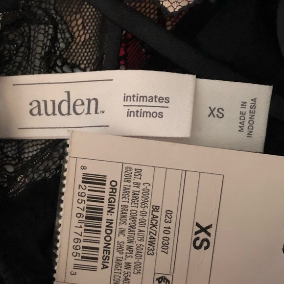Auden | Tops | Auden Black Floral Lace Mesh Inset Bodysuit Lingerie ...